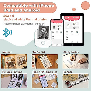 Memoking T02 Pocket Thermal Bluetooth Printer with Green Rabbit Shape Protective Case, Compatible with iOS & Android