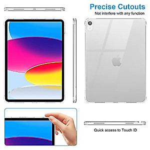 BAMCOO Clear Case for iPad 10th Generation 2022 - 10.9 inch Compatible iPad 10th Gen - Transparent Protective Shockproof TPU Gel Silicone Back Cover