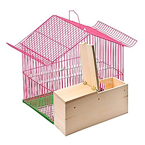 XonyiCos Wood Bird Nest for Cage, Parrot Nest Breeding Box, Pet House for Parakeet Budgie Cockatiel Lovebirds, Nesting Box with Perches, Feeder, Waterer, Natural Coconut Fiber (M(5.1x5.1x9.6in))