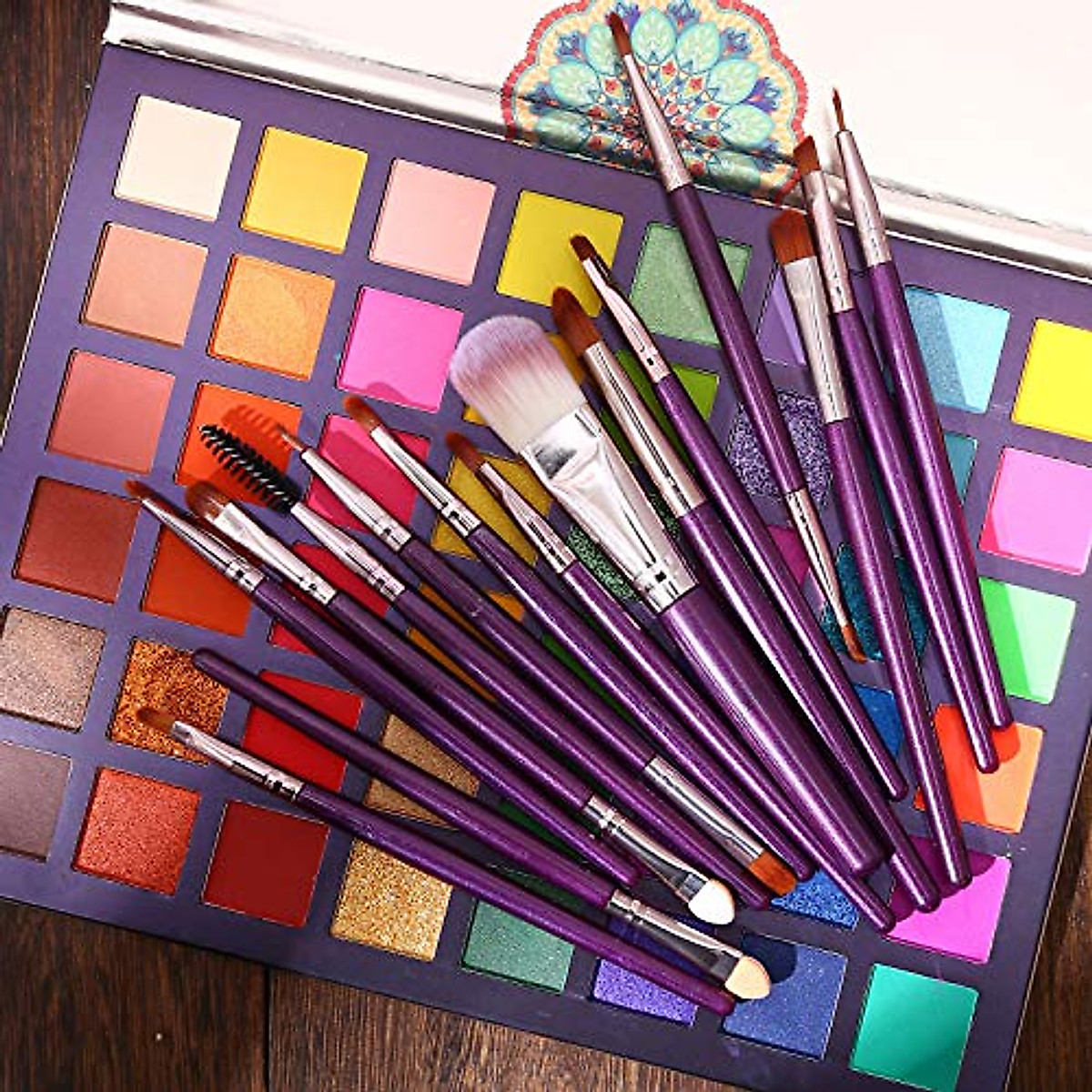 EXOTIC FLAVORS Eyeshadow Palette + 15 PCS Eye Brushes Makeup Set 48 Colors Neon Shimmer Matte Glitter Eye Shadow Powder Highly Pigmented Gift Set Make Up Pallet (EXOTIC FLAVORS Eyeshadow Palette + 15 PCS Brushes)