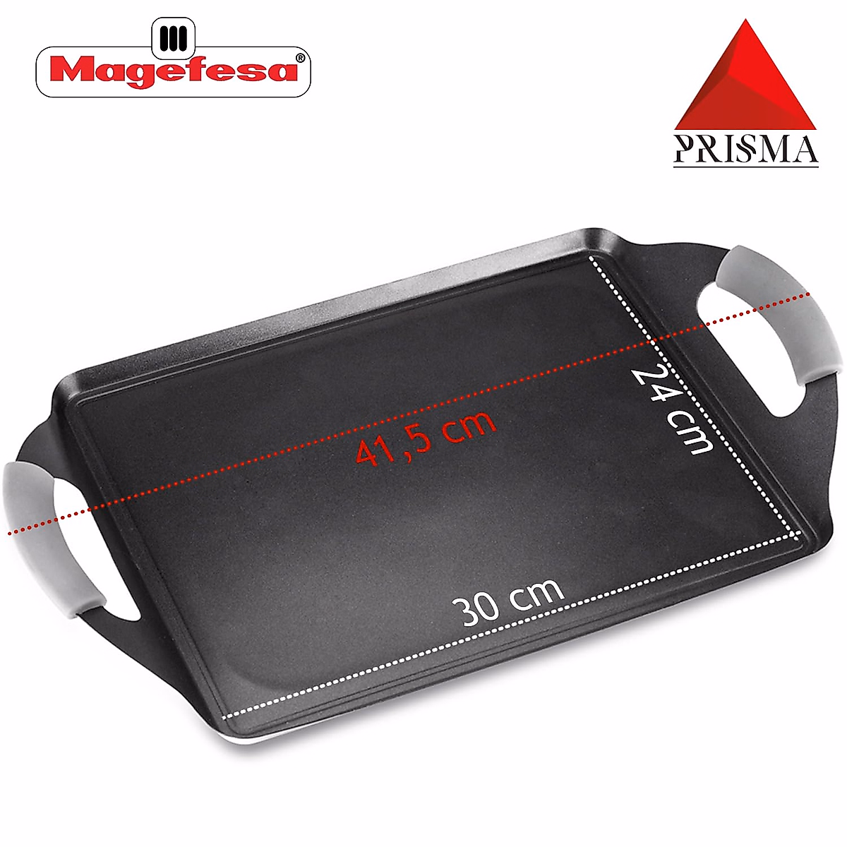 MAGEFESA Prisma – 10.8 inches Teppanyaki Griddle pan, made in 18/10 stainless steel, triple layer non-stick, for all types of kitchens, INDUCTION, dishwasher and oven safe up to 392 ºF