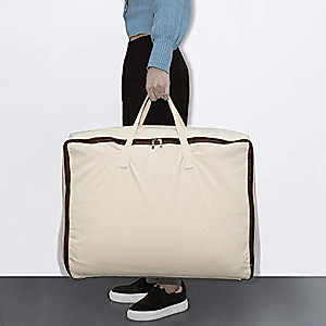 AMJ Set of 2, Storage Bags with 3-Side Zip Open & Handles, House Move or Winter Garment Storage in Wardrobe, Beige