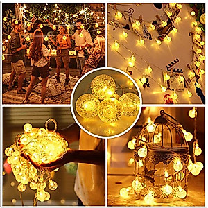 Battery Operated Globe String Lights,Water Proof 33 FT 80 LED Crystal Ball String Lights 8 Modes With Remote Control ,Indoor Outdoor LED Fairy Lights for Home, Christmas, Party Patio, Warm White