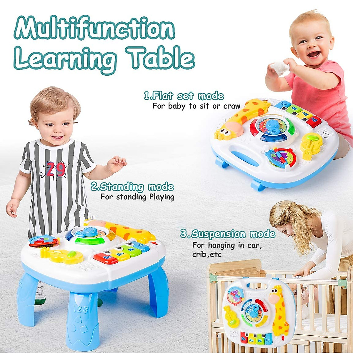 Subao Baby Musical Toys 6 to 12 Months Early Educational Activity Table for Toddlers 1-3 Learning Table Baby Boy Girls Toys 12-18 Months Best Birthday Gifts 9.6X8.6X6.0 Inches