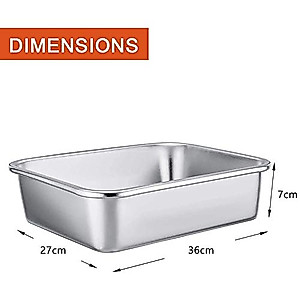 Lasagna Pan, Rectangular Cake Pan Roaster Pasta Baking Cookie Sheet Pan Stainless Steel, Heavy Duty & Durable