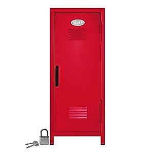 Mini Locker with Lock and Key Red -10.75" Tall x 4.125" x 4.125"