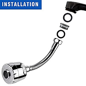 Kitchen Faucet Extender Movable 360° Rotatable Anti-Splash Water Saving Faucet Aerator, 2 Modes Adjustable Sink Sprayer, Kitchen Faucet Head Replacement, Bathroom Faucet, Polished Chrome