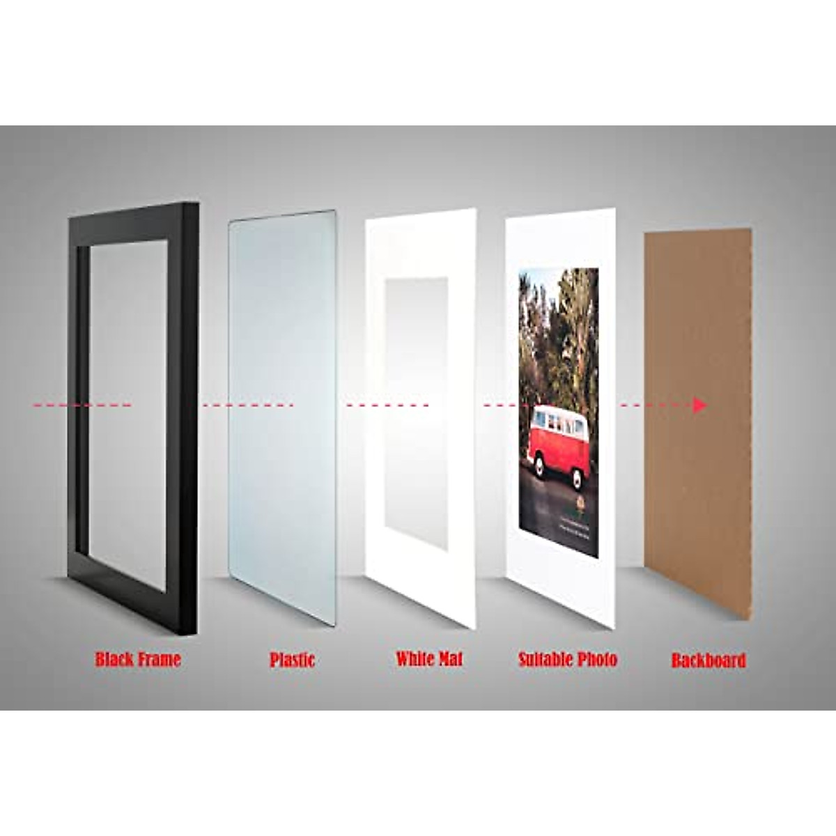 Scholartree Black 11x14 Picture Frames Set of 5, Display 11x14 without Mat or 8x10 with Mat，Wall Gallery Photo Frames