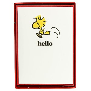 Graphique Happy Woodstock Boxed Notecards, 16 Peanuts "Hello" Message Cards, with Matching Envelopesand Storage Box, 3.25" x 4.75"