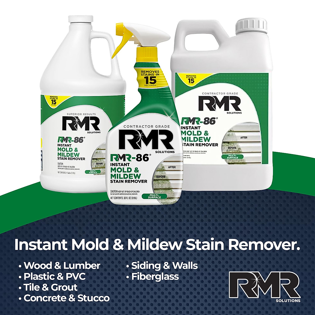 RMR-86 Instant Mold and Mildew Stain Remover Spray - Scrub Free Formula, 32 Fl Oz