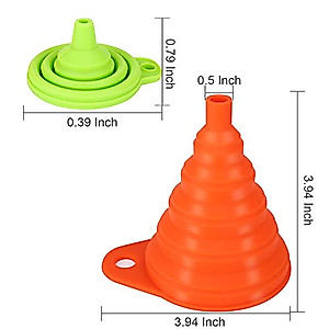Siasky 4 Pcs Silicone Collapsible Funnel, Food Grade Foldable Kitchen Funnels for Water Bottle Liquid Powder Transfer
