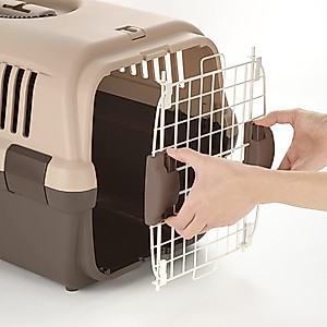 Richell Pet Travel Carrier Size Medium in Brown, Travel Carrier or Crate for Dogs and Cats up to 17.6 lbs.