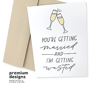 Sleazy Greetings Funny Wedding Card Or Engagement Card | Funny Bridal Shower Bachelorette Party Gift Card For Bride Couple | Adult Celebrating Card For Her Him | I'm Getting Wasted Card