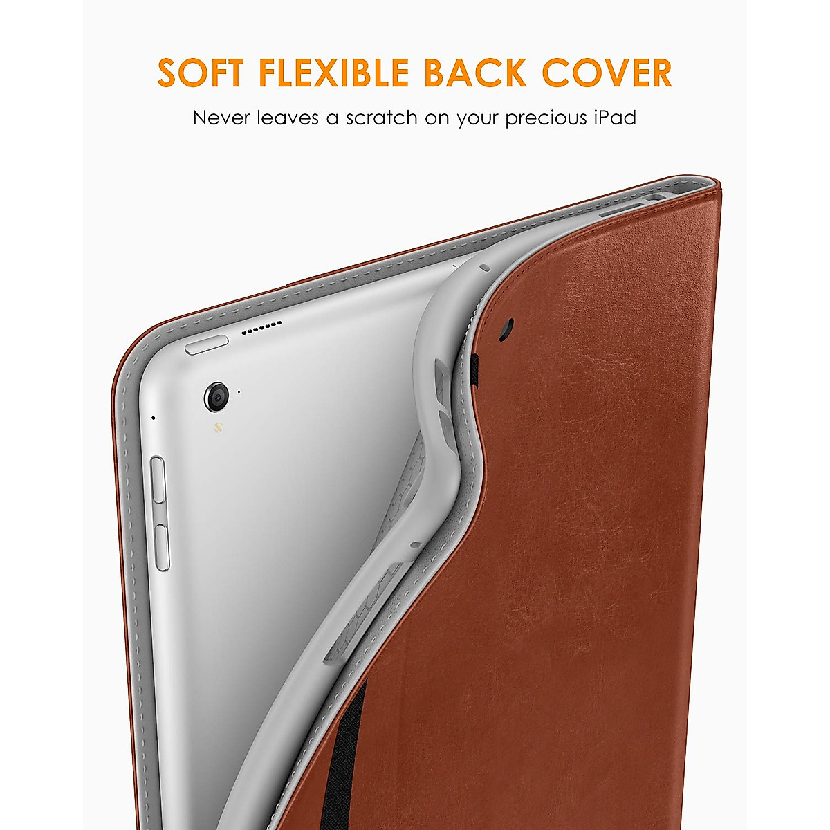 DTTO for iPad 9.7 Inch 5th/6th Generation 2018/2017 Case with Apple Pencil Holder, Premium Leather Folio Stand Cover Case for Apple iPad 9.7 inch, Also Fit iPad Pro 9.7/Air 2/Air - Brown