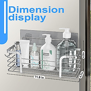 HEGUANRONG Shower Caddy,Shower Organizer for Bathroom With 2 Hooks，SUS304 Stainless Steel，Shower Shelves for Inside Shower,Rustproof Bathroom Shelf，No Drilling.