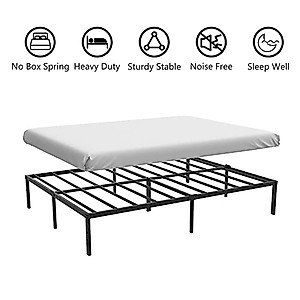 LIJQCI 18 Inch Full Size Bed Frame No Box Spring Needed, Heavy Duty Metal Platform Bed Frame Full 3000 lbs, Easy Assemble and Non-Slip Mattress Foundation, Black