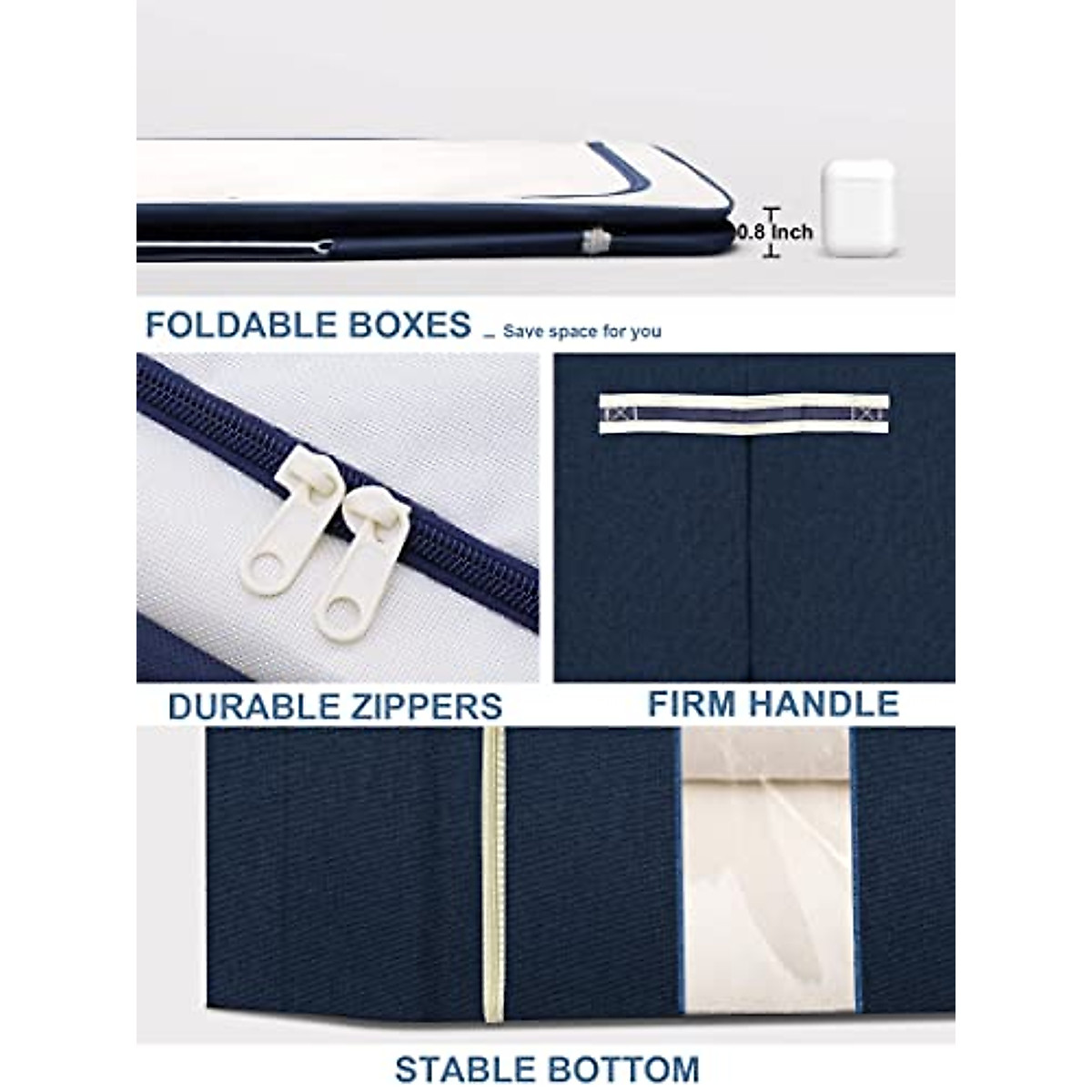 Clothes Storage Bins Boxes - 2 Pack 100L Foldable Stackable Container Organizer Set With Metal Frame, Label Holder, Clear Window, 26.4Gal Large Capacity Oxford Fabric For Closet Blanket