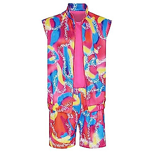 Ruleewe Kids Ken Costume for Boys Girls Doll Movie 2023 Cosplay Clothing Outfit 80s Tracksuit Halloween Casual Suits (Boy, 120)