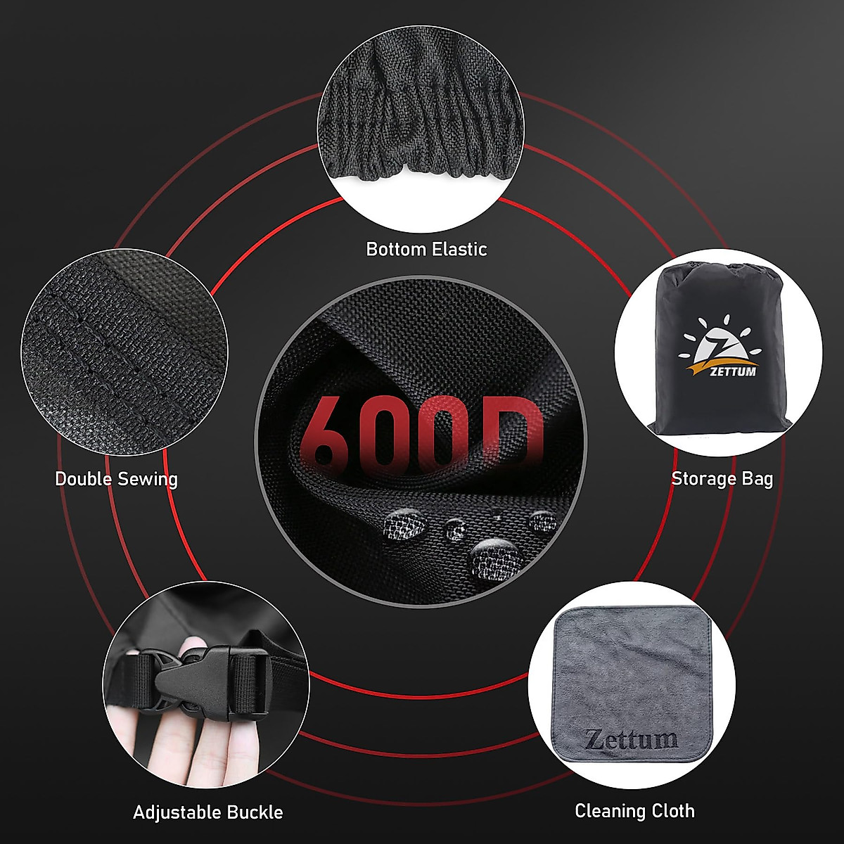 Zettum Snow Blower Cover - 600D Snowblower Covers Waterproof Heavy Duty, Outdoor Snow Thrower Cover Universal Fit for EGO, Honda, Ryobi, Cub Cadet, Ariens, Troy Bilt, Snow Joe, Toro and PowerSmart