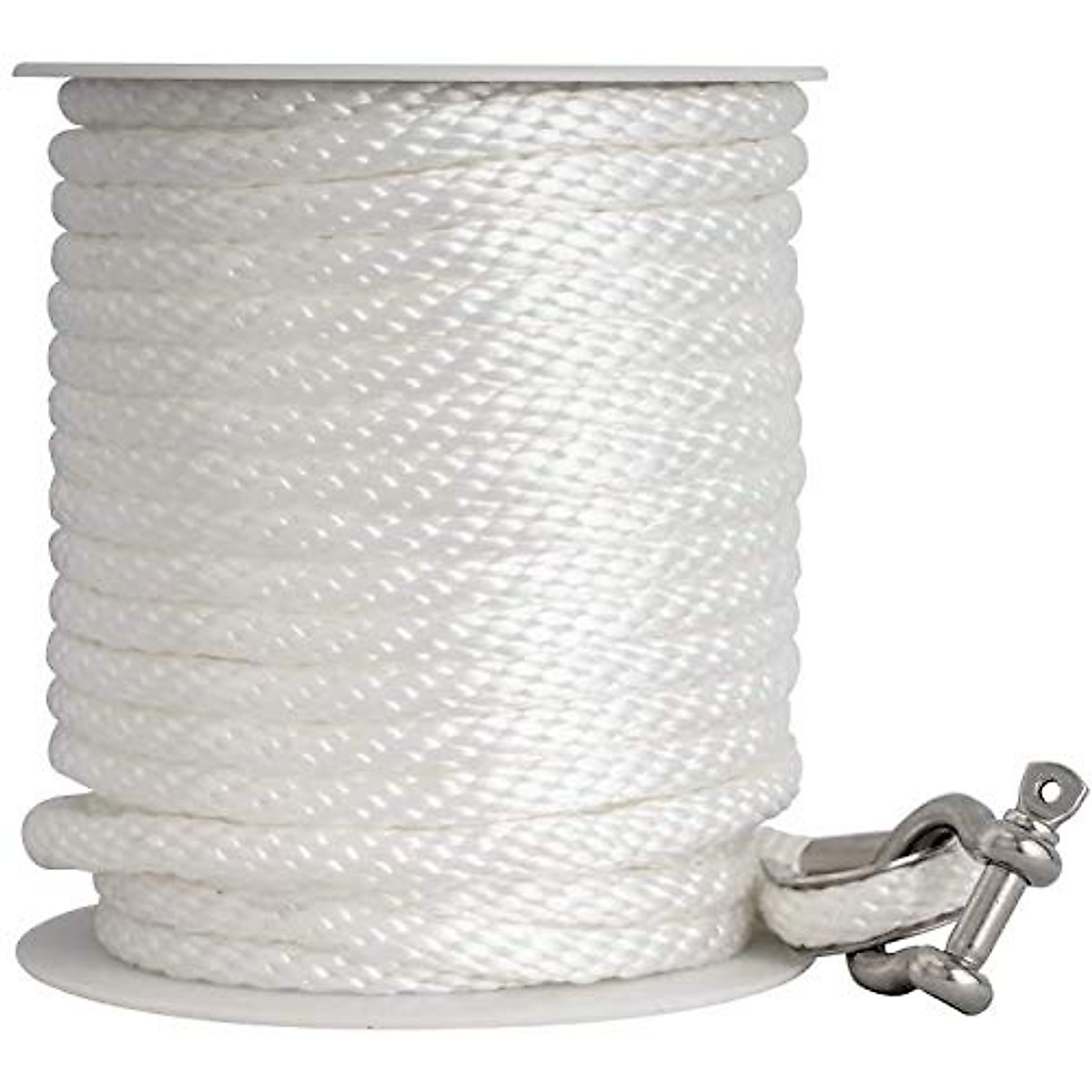 Young Marine Premium Solid Braid MFP Anchor Line Braided Anchor Rope/Line with Thimble (3/8" x 150', White)