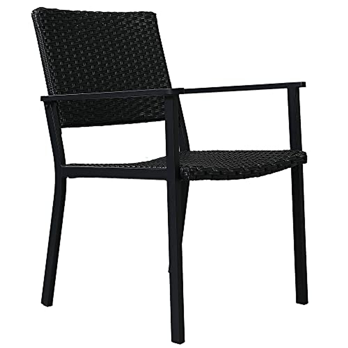 HHOK 5-Piece Table Umbrella Hole and 4 Dining Chairs for Garden, Deck, Outdoor Patio PE Wicker Sets, Frame+Black Rattan