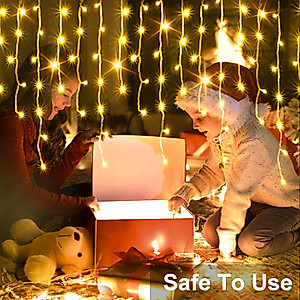 66ft Christmas Lights Outdoor Decorations 640 LED Long Xmas Curtain Fairy String Lights Plug in with Clear Wire 8 Modes Waterproof Memory Timer for Outside Holiday Wedding Party Decor-Warm White