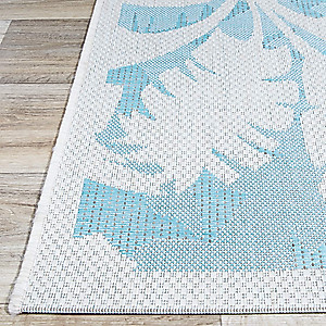 Couristan Monaco Coastal Floral Rug, 5'3" x 7'6", Ivory/Turquoise