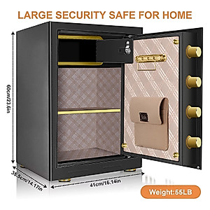 4.0 Cu ft Extra Large Heavy Duty Home Safe Fireproof Waterproof, Anti-Theft Digital Home Security Safe Box With Fireproof Document Bag, Fireproof Safe for Home Business Office Valuables