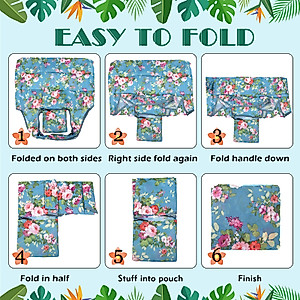 15 Pack Reusable Grocery Bags 50LBS Foldable Grocery Shopping Bags Nylon Tote Washable Bag with Handles Large Waterproof Tote (Plant Style)