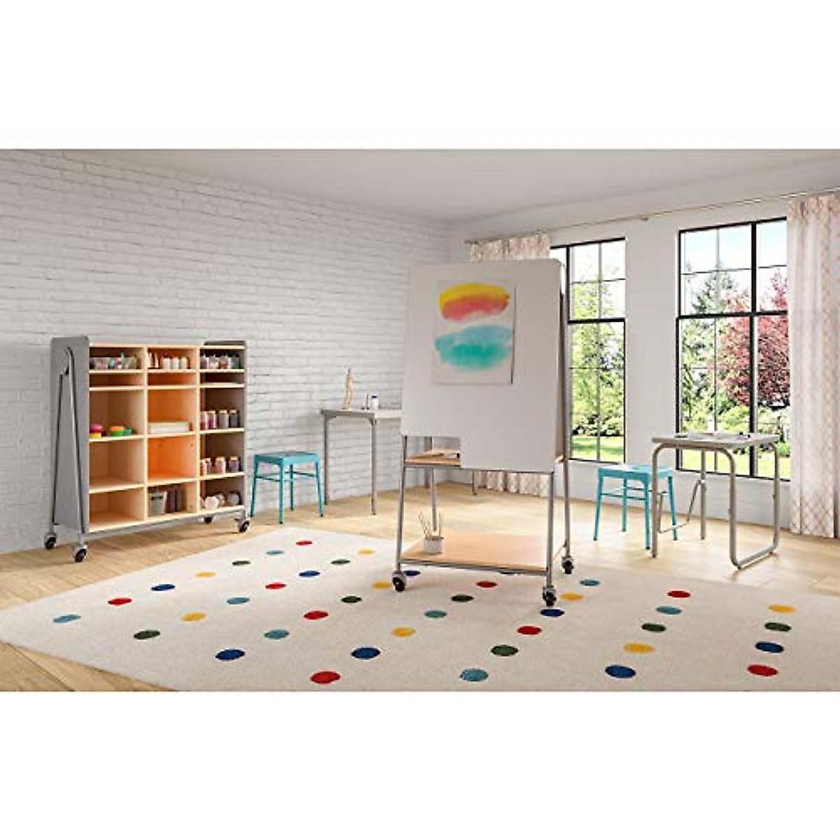 Safco Products AlphaBetter 2.0 Height – Adjustable Student Desk with Swinging Footrest Bar, Sit to Stand, 22"-30", Dry Erase