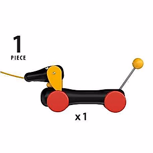 BRIO World - 30332 Pull Along Dachshund | Interactive Toddler Toy | Durable Wooden Construction | FSC Certified Sustainable Wood