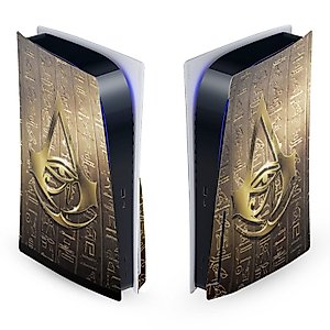 Head Case Designs Officially Licensed Assassin's Creed Logo 3D Heiroglyphics Origins Graphics Vinyl Faceplate Sticker Gaming Skin Decal Compatible With Sony PlayStation 5 PS5 Disc Edition Console