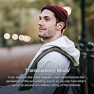 TOZO NC2 Hybrid Active Noise Cancelling Wireless Earbuds, in-Ear Detection Headphones, IPX6 Waterproof Bluetooth 5.2 Stereo Earphones, Immersive Sound Premium Deep Bass Headset, White