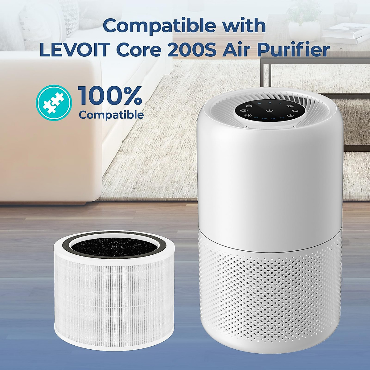 Fil-fresh Core 200S Replacement Filter Compatible with LEVOIT Core 200S Air Purifier, H13 True HEPA Filters and Activated Carbon, Replace Core 200S-RF, Fit Levoit Core 200s Replacement Filter, 2-Pack