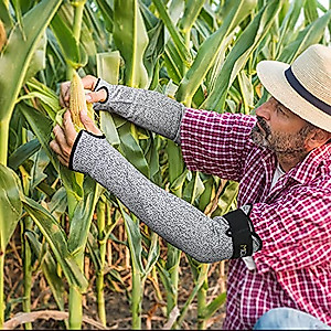 MIG4U Cut Resistant Sleeves Arm Guards Safety Protection with Thumb Holes for Men and Women Yard Work, Construction, Farm, Gardening,Adjustable fit 1pair 18" grey