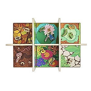 THE FRECKLED FROG Pretend 'N' Play Minibeasts - Set of 11 Bug Blocks Plus Illustrated Habitat Pieces - Ages 2+ - Wooden Insect Block Play Toy for Toddlers