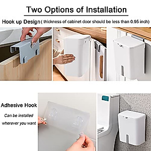 Tiyafuro Upgraded Hanging Trash Can with Lid, 2.4 Gallon Kitchen Compost Bin for Cabinet and Under Sink, Wall-Mounted Indoor Trash Bin for Bathroom Bedroom Office, Waste Basket