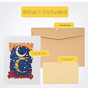 3D Anniversary Card - For Her, Him, Couple, Wife, Husband, Girlfriend, Boyfriend - A Dance on Moon Boat To The Edge Of The World - Anniversary Card for Her,Birthday Card,Valentines Day Card-White