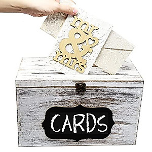KOANEssentials PREMIUM Wooden Wedding Card Box for Reception, Graduation Card Box, Wedding Card Box with Slot, Wedding Decorations for Reception. Include 3 Chalk Colors for Any Occasion