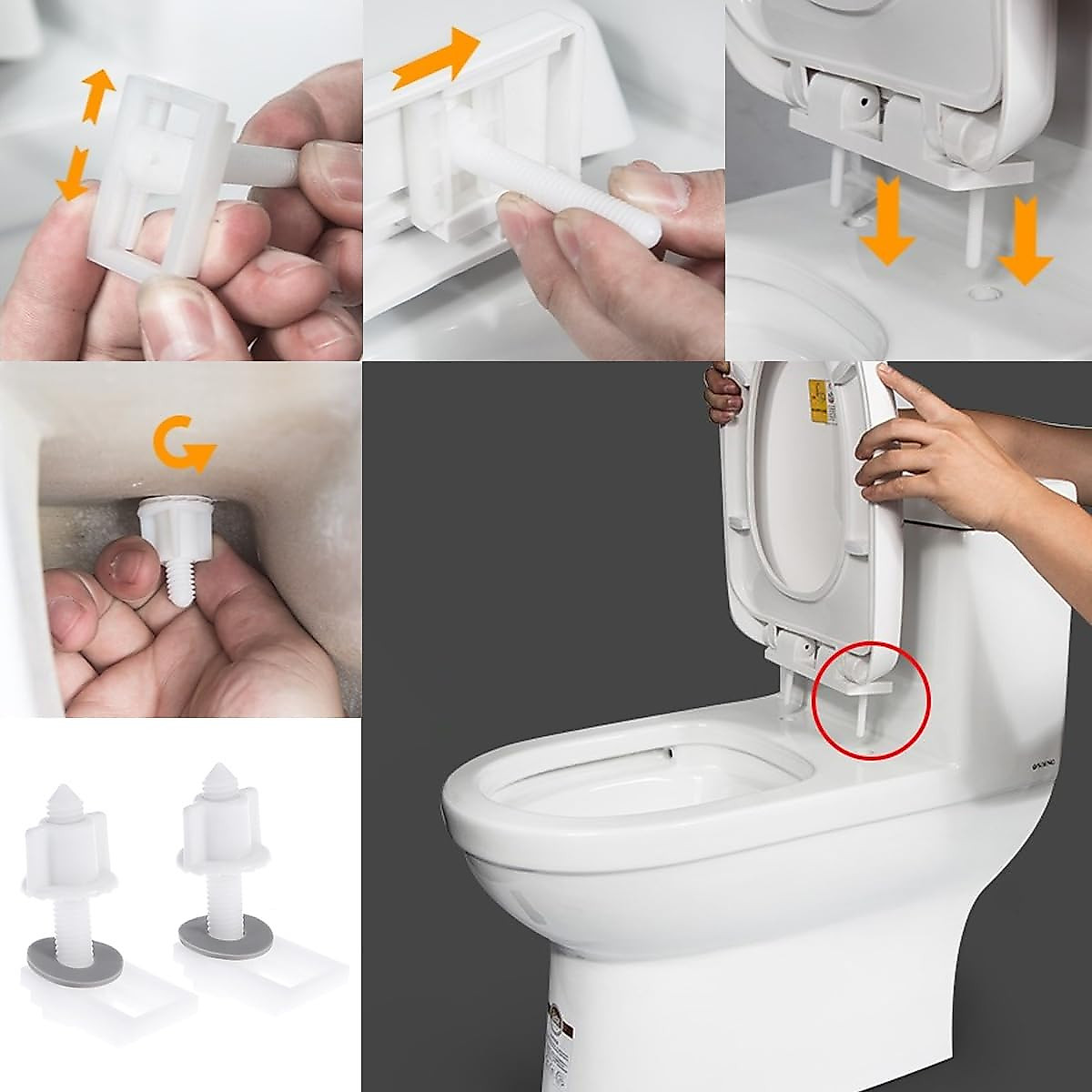 Mikikit Toilet Seat Screws - 6pcs Toilet Seat Bolts Replacement Kit Toilet Lid Screws Washers Toilet Seat Replacement Screws Toilet Seat Screws Replacement Nuts Parts Bolt Cap