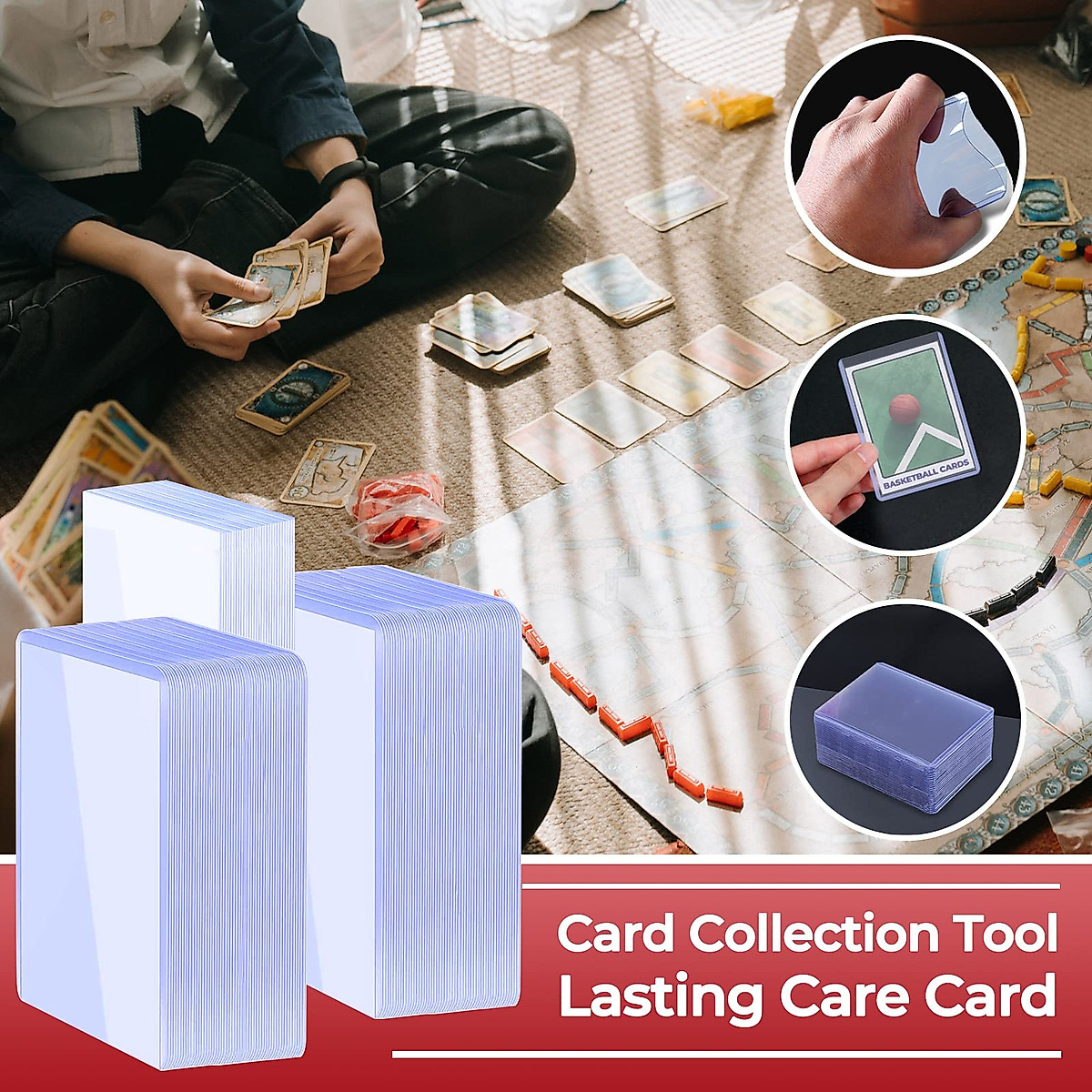 WANAVO 150 Pcs Hard Card Sleeves, 50 Piececard Sleeves Hard Plastic and 100 Piece Clear Soft Sleeves,for top loaders, Penny Sleeves, Baseball Card Protectors