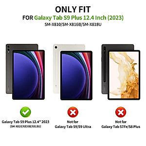 VOFUOE for Samsung Galaxy Tab S9 Plus Case 2023 12.4 Inch with Screen Protector, Butterfly Stand Hard Tablet Cover Shoulder Strap Pencil Holder Kids Girls for Galaxy Tab S9+ SM-X810/X816B/X818U-Pink