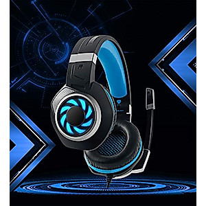 BUTFULAKE GH-1 Gaming Headset for PS5, PS4, Xbox One, Xbox One S, PC, Nintendo Switch, Mac, Laptop, 3.5mm Wired Pro Stereo Over Ear Gaming Headphones with Noise Cancelling Mic, LED Light (clue/Black)