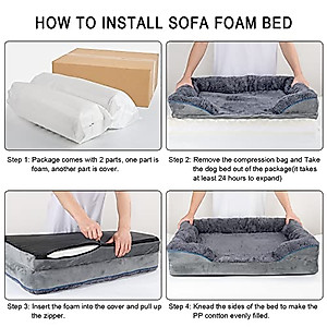 Bnonya Dog Bed, Dog Bed for Medium, Large Dogs, Bolster Pet Bed Couch with Removable Washable Cover, Egg Foam and Nonskid Bottom