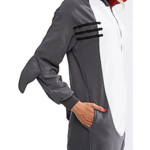 vavalad Adult Shark Onesie Pajamas Unisex Animal Cosplay Costume One Piece for Women and Men