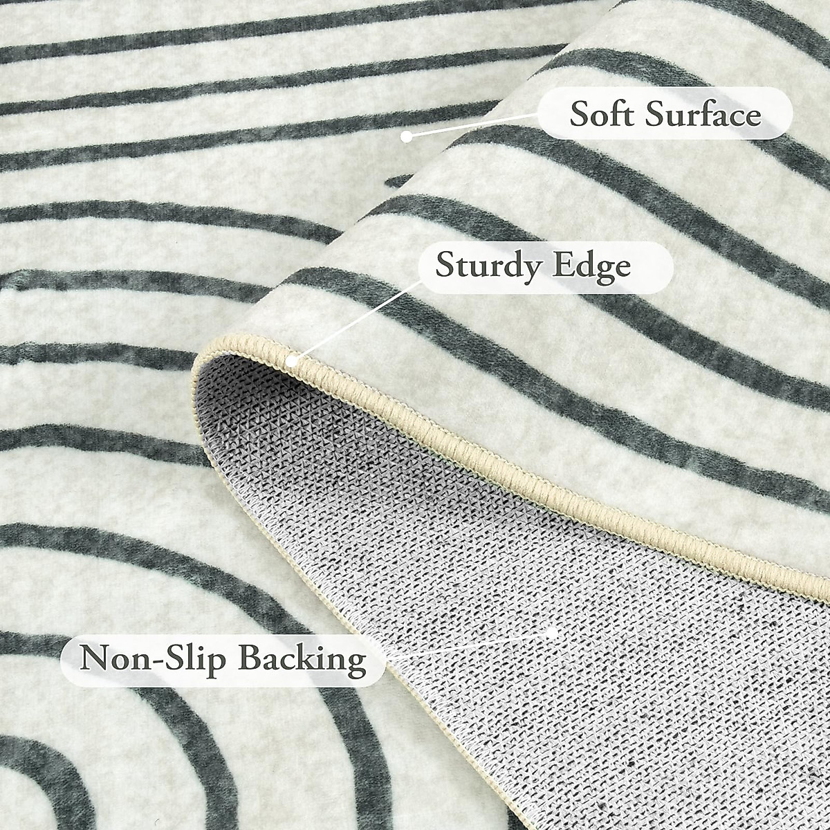 Lahome Abstract Washable Area Rug, 5x7 Rug for Bedroom Non-Slip Soft Living Room Rug, Ultra-Thin Modern Black and White Rug Stain Resistance Throw Large Carpet for Dining Room (5'x7',Black)