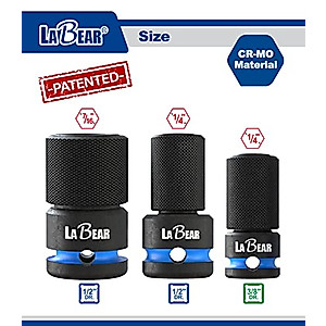 LaBear -1PCS 3/8" impact to 1/4"Hex Adapter, Quick Change Bit Holder, Drill Adapters, for Impact Air and Electric Wrench Socket Adapter,