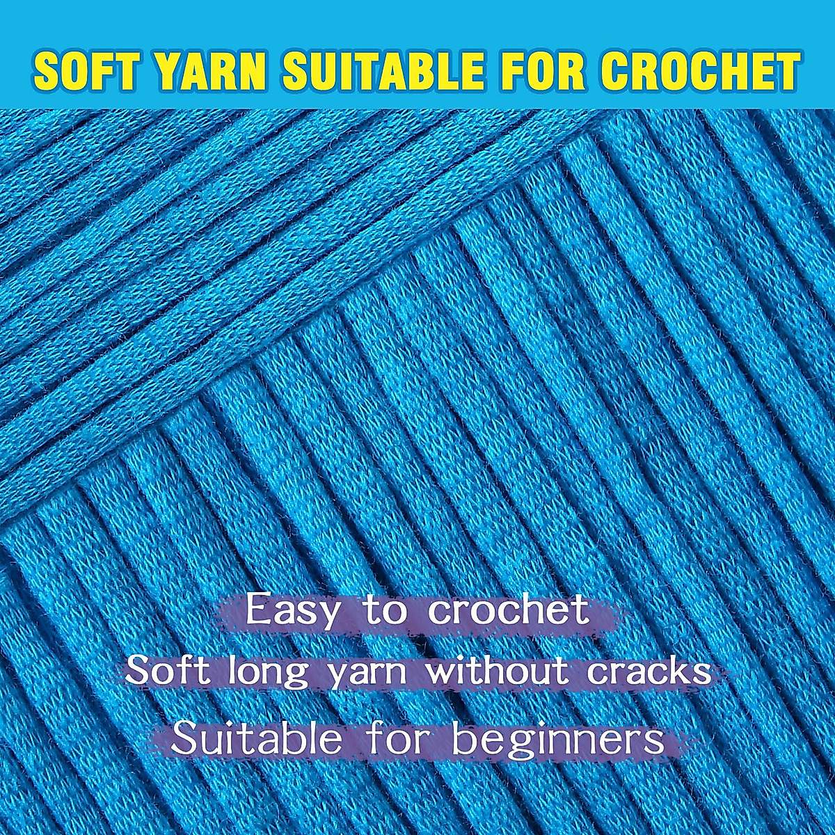 Mooaske 3 Pack (3 x 50g) Crochet Yarn with Crochet Hook - Worsted Medium Yarn for Crocheting - Easy-to-See Stitches Cotton-Nylon Blend Beginner Knitting Yarn for Adults and Kids