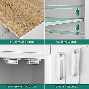 YITAHOME Kitchen Island with Storage Shelf, Rolling Kitchen Island on Wheels with Drawer Open Shelves & Spice Rack Towel Rack Wine Rack, Kitchen Cart with Two Doors for Kitchen, Dining Room, White