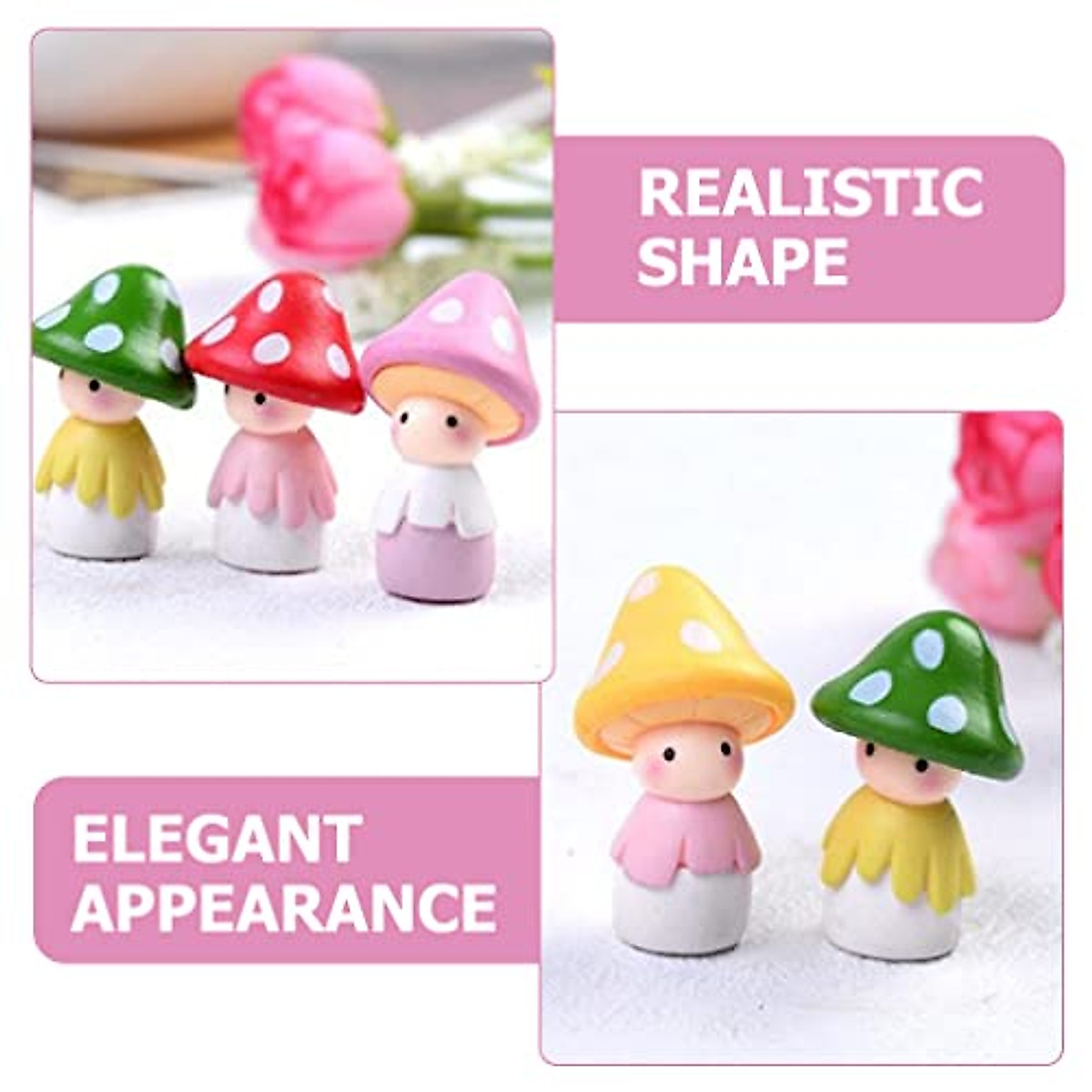 BESPORTBLE Fairy Garden Mushrooms Doll, 4Pcs 1. 4Inch Miniature Mushroom Figurines- Mini Mushroom Miniature Figurines for Micro Landscape/ Bonsai Craft